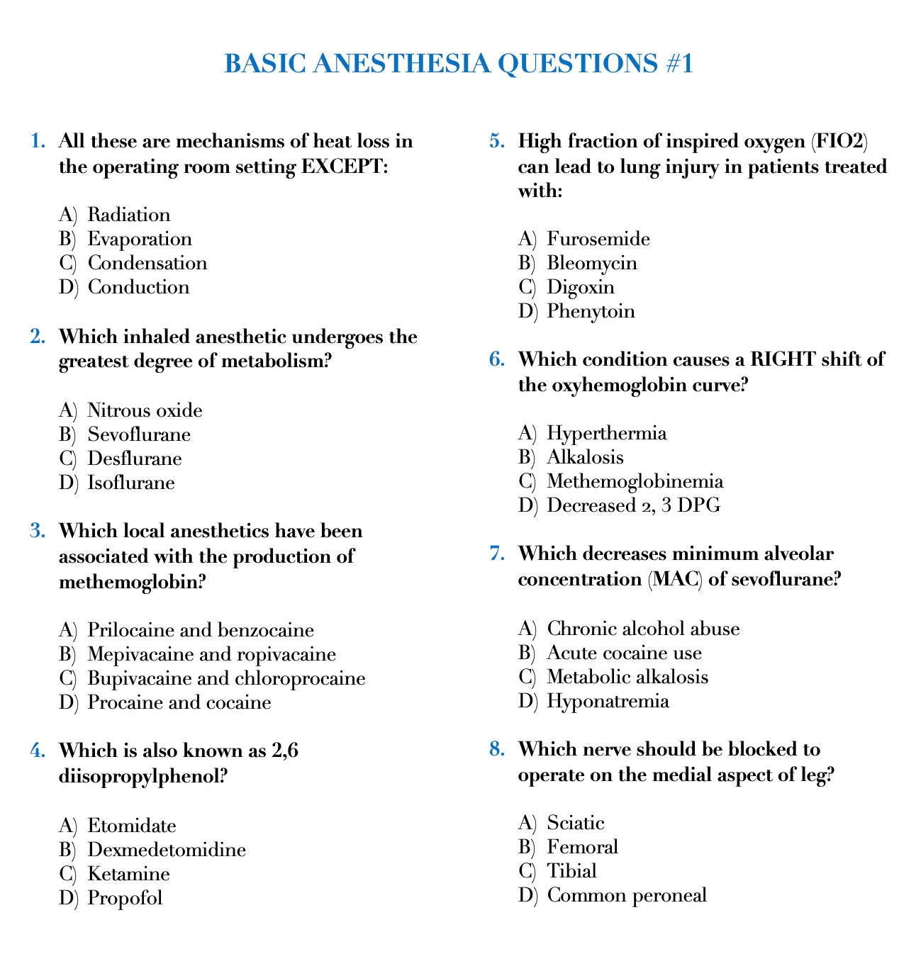 Basic Anesthesia Questions #1 - Etsy