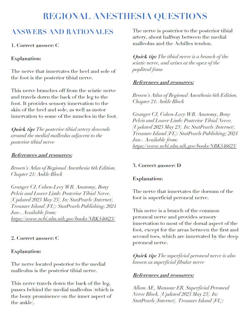 Regional Anesthesia Questions - Etsy