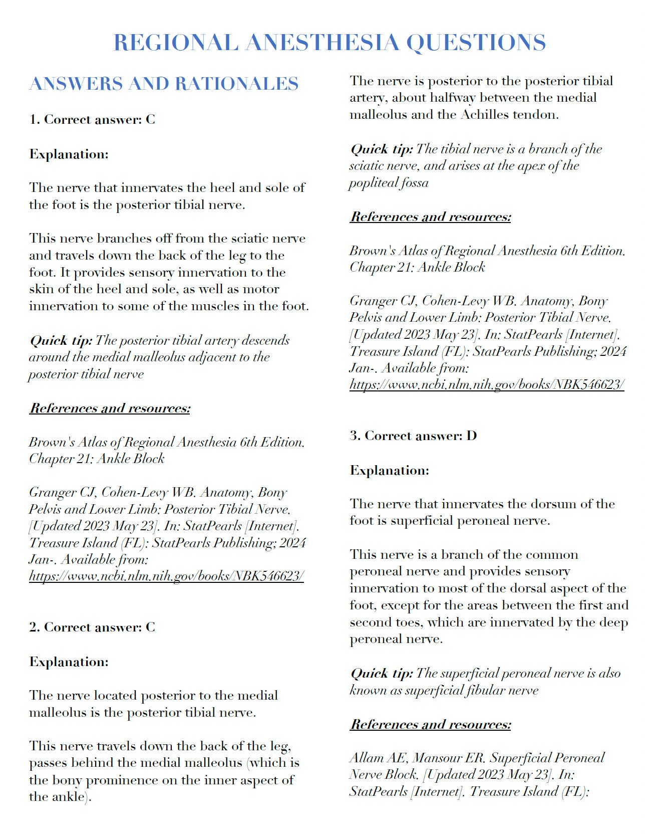 Regional Anesthesia Questions - Etsy