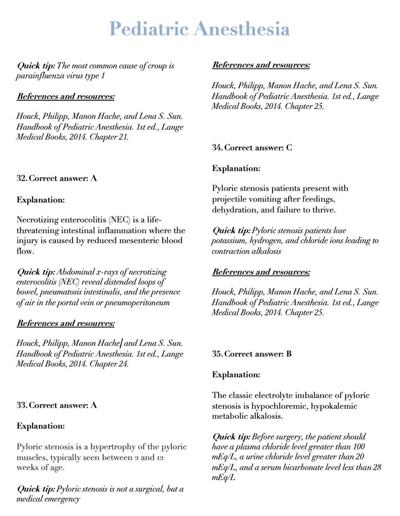 Pediatric Anesthesia Questions - Etsy