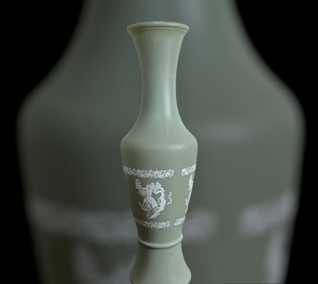Vintage Avon Jasperware Green Patterned Vase - Etsy