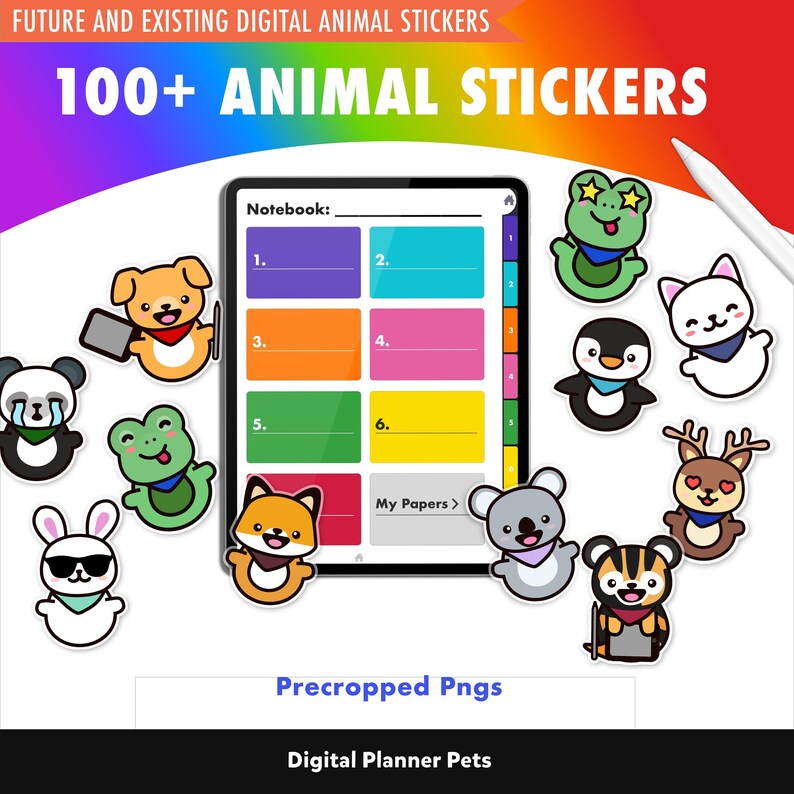 MEGA Animal Digital Sticker Pack, PNG Files of Digital Stickers ...