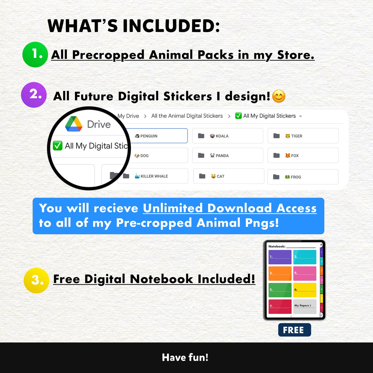 MEGA Animal Digital Sticker Pack PNG Files of Digital | Etsy