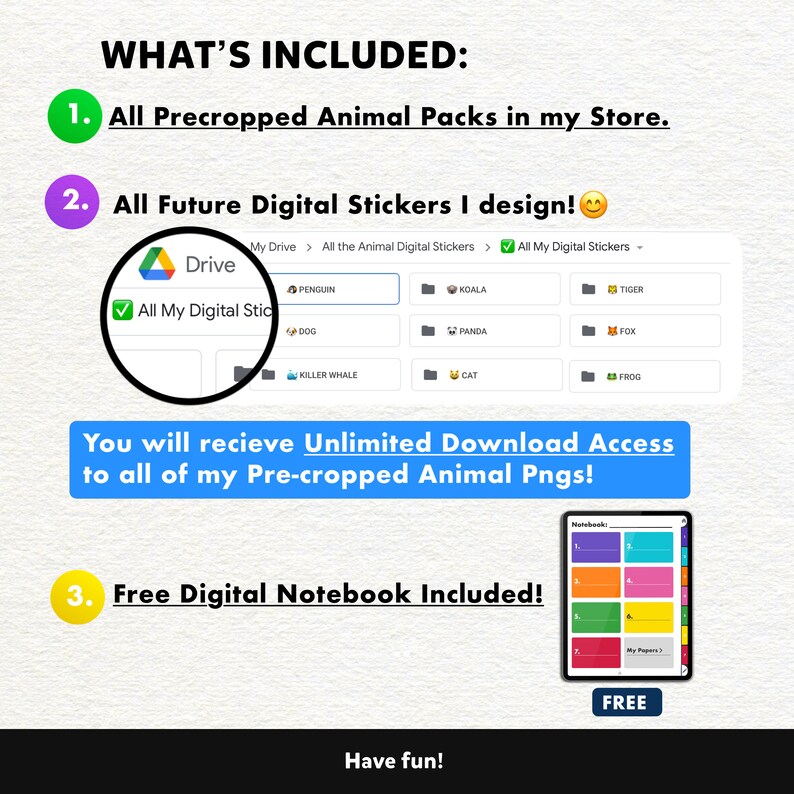MEGA Animal Digital Sticker Pack, PNG Files of Digital Stickers ...
