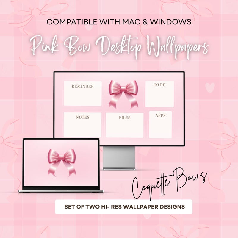 Pink Bow Laptop Wallpaper - Etsy