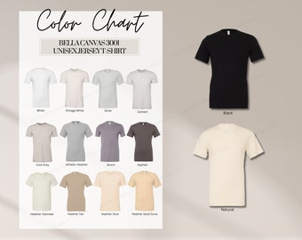 Bella Canvas Mockup T-shirt Color Chart Shirt Color Chart Bella Canvas ...