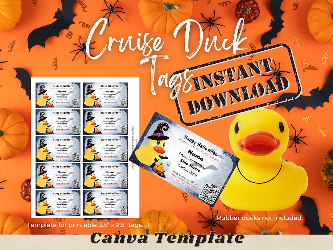 Halloween Cruise Duck Tags, Editable, Fill and Print - Etsy