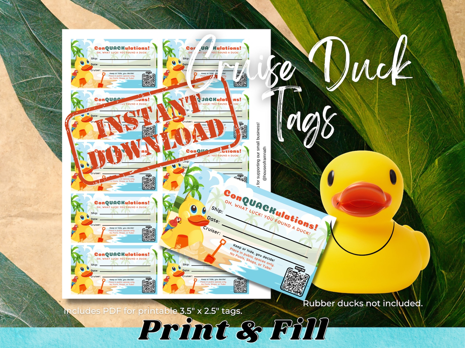 Cruise Duck Tags, Print and Fill, Parrot Theme - Etsy