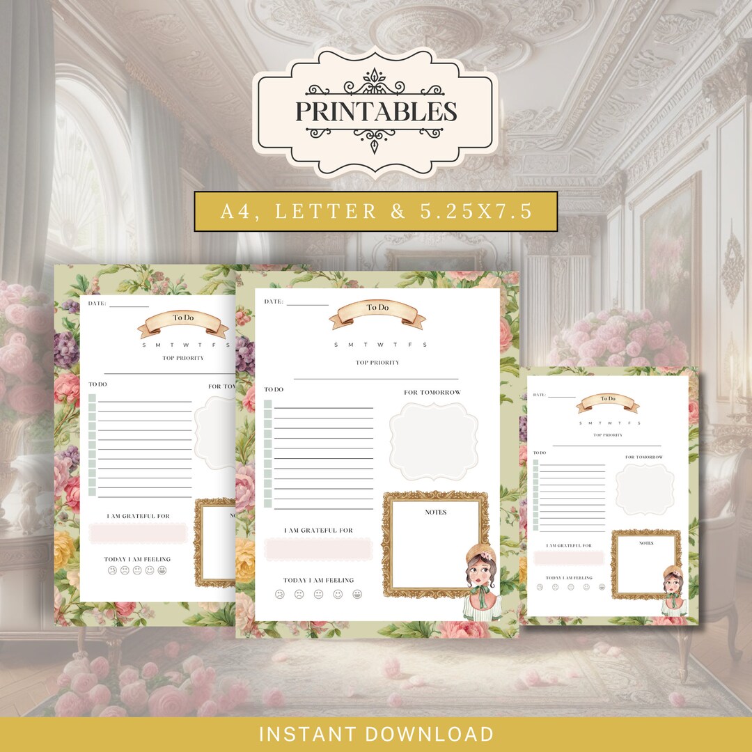 Floral to Do List Printable: Garden Girl Daily Planner (PDF) - Etsy