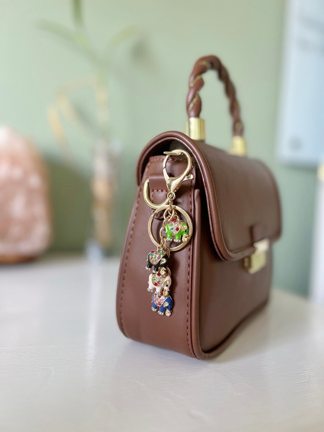 Mini Rhinestone Elephants Purse Charms, Backpack Accessories, Girly ...