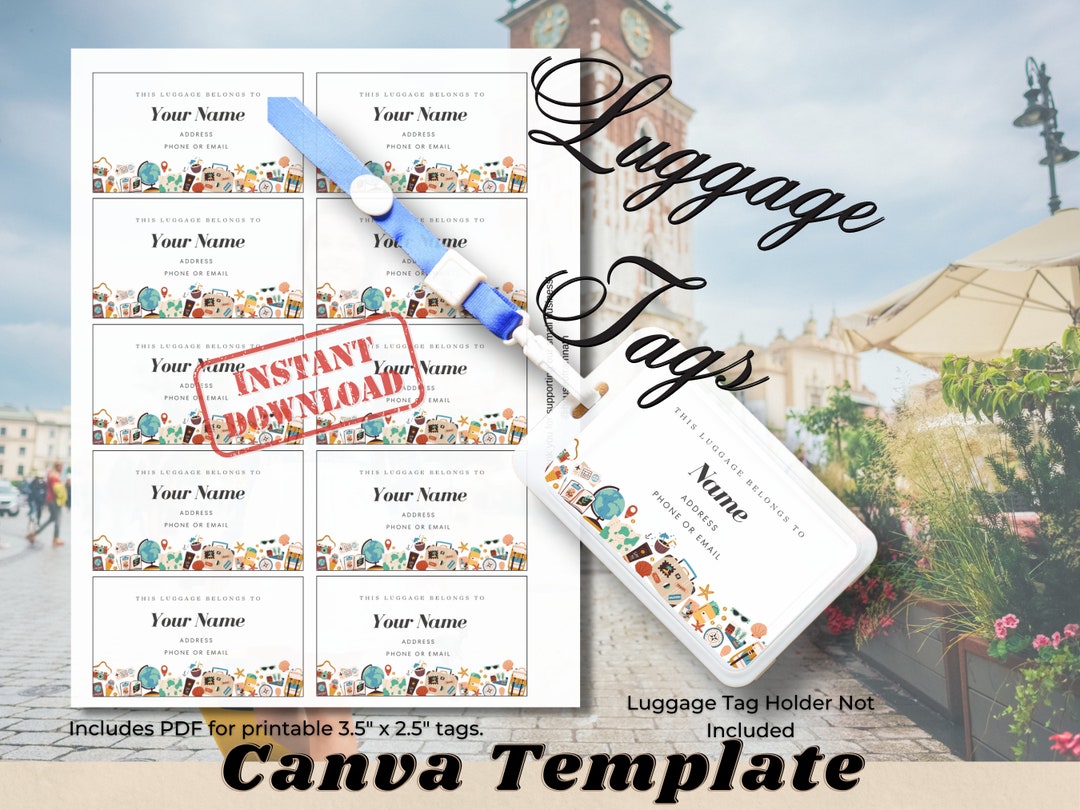 Printable Luggage Tags Inserts, Editable, Fill and Print, Cruise Tags ...