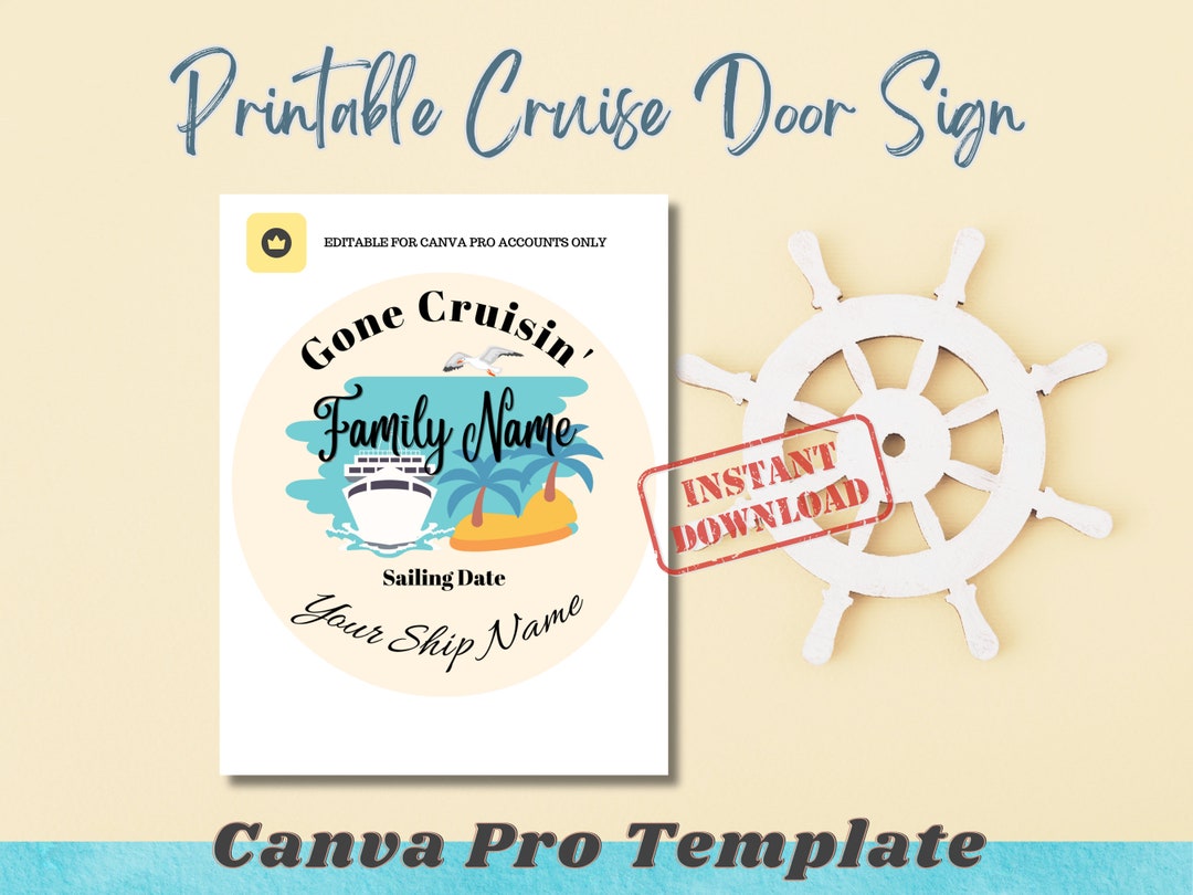 Cruise Cabin Door Sign, Editable Canva Pro Template, Fill and Print ...