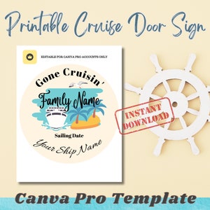 Cruise Cabin Door Sign, Editable Canva Pro Template, Fill and Print ...