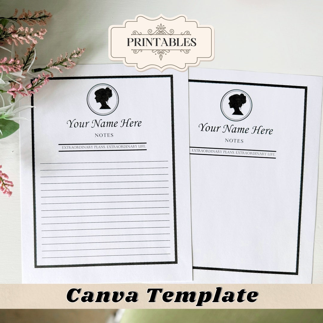Personalized Regency Stationery Template: Printable Note Paper (canva ...