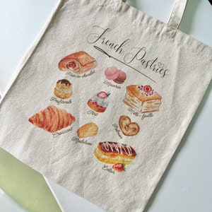 French Pastries Tote, Baking Tote, Gift for Baker, Croissants, Macarons ...