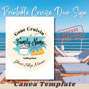Cruise Cabin Door Sign, Editable Canva Template, Fill and Print ...