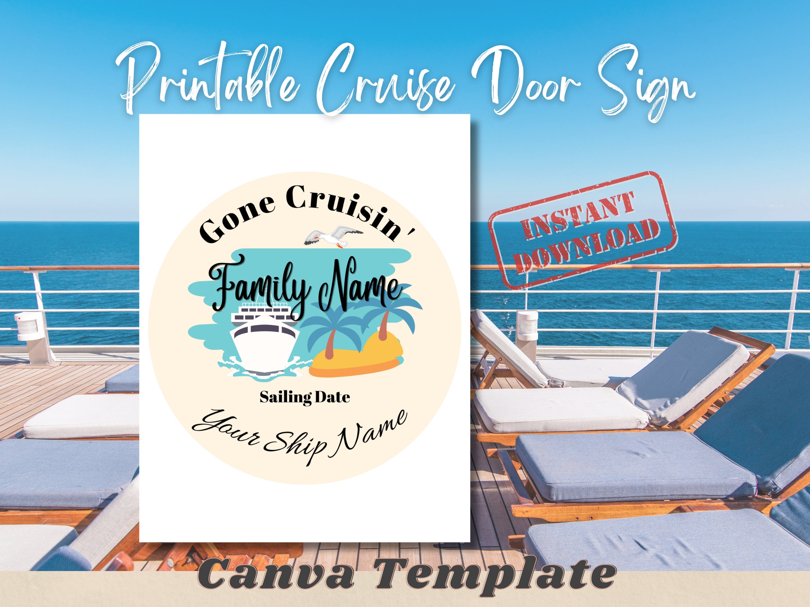 Cruise Cabin Door Sign, Editable Canva Template, Fill and Print ...