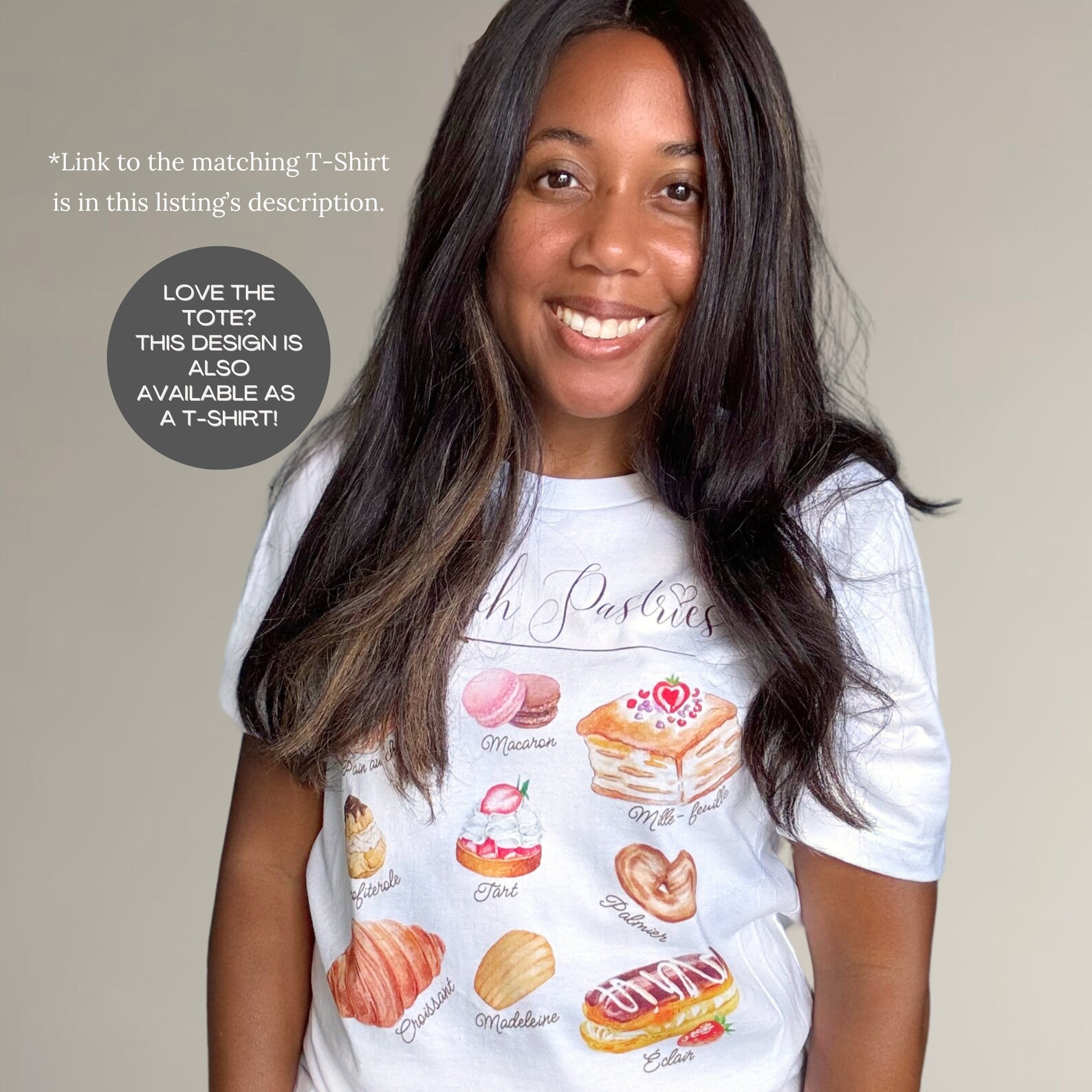 French Pastries Tote, Baking Tote, Gift for Baker, Croissants, Macarons ...