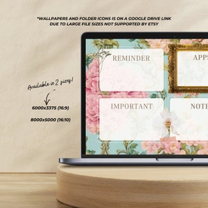 Floral Desktop Wallpaper Organizer Kit for Mac and Windows, Garden Girl ...