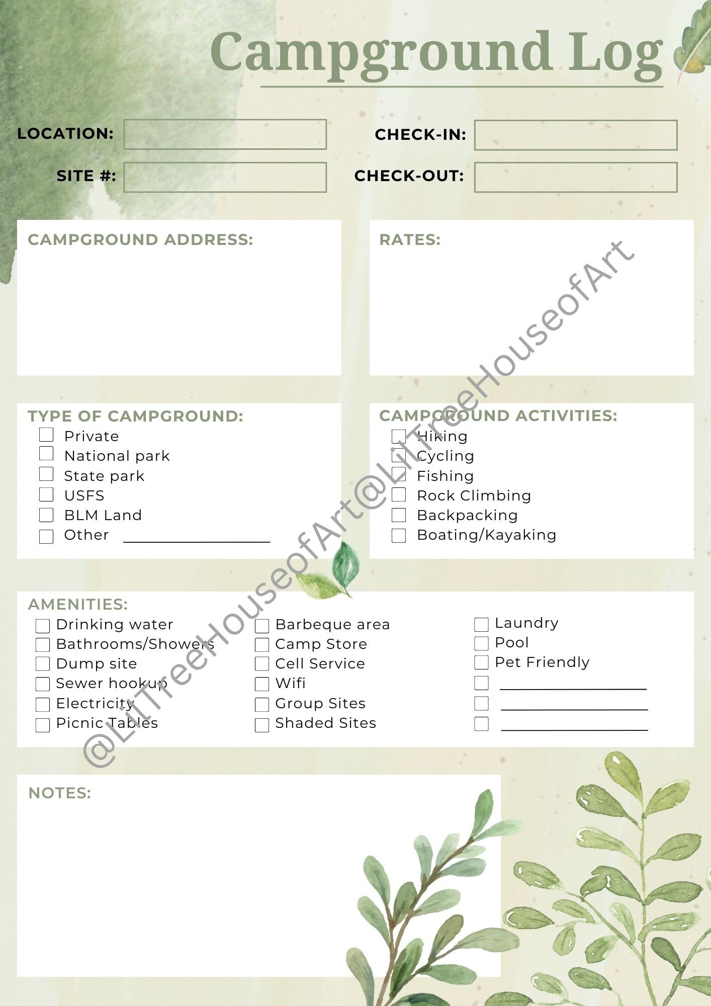 Camping Journal and Logbook Template Printable | Digital Download ...