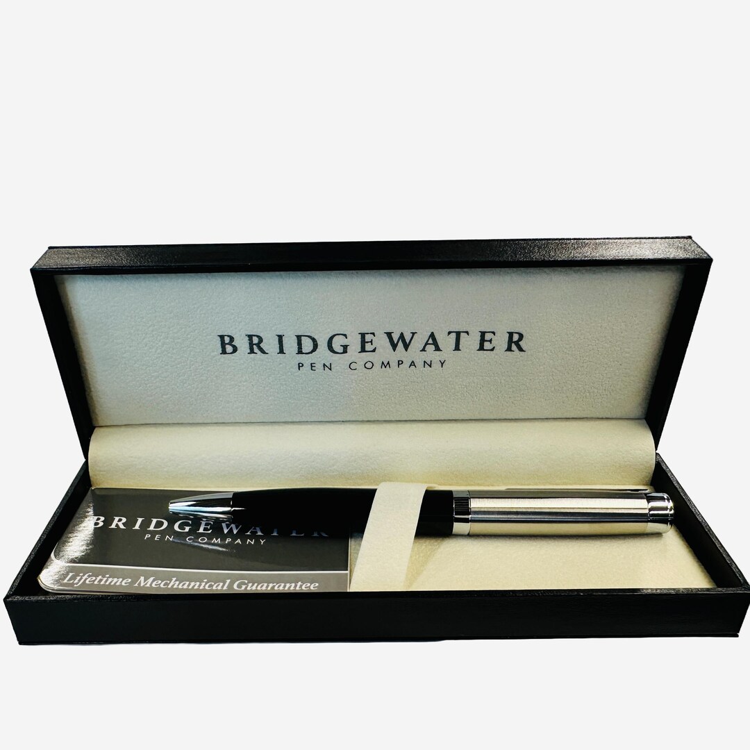 Engraved Ball Point Pen Gift Box Black and Chrome - Etsy
