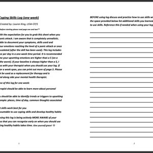 Coping Skills Log (mental Health Work Sheet) - Etsy