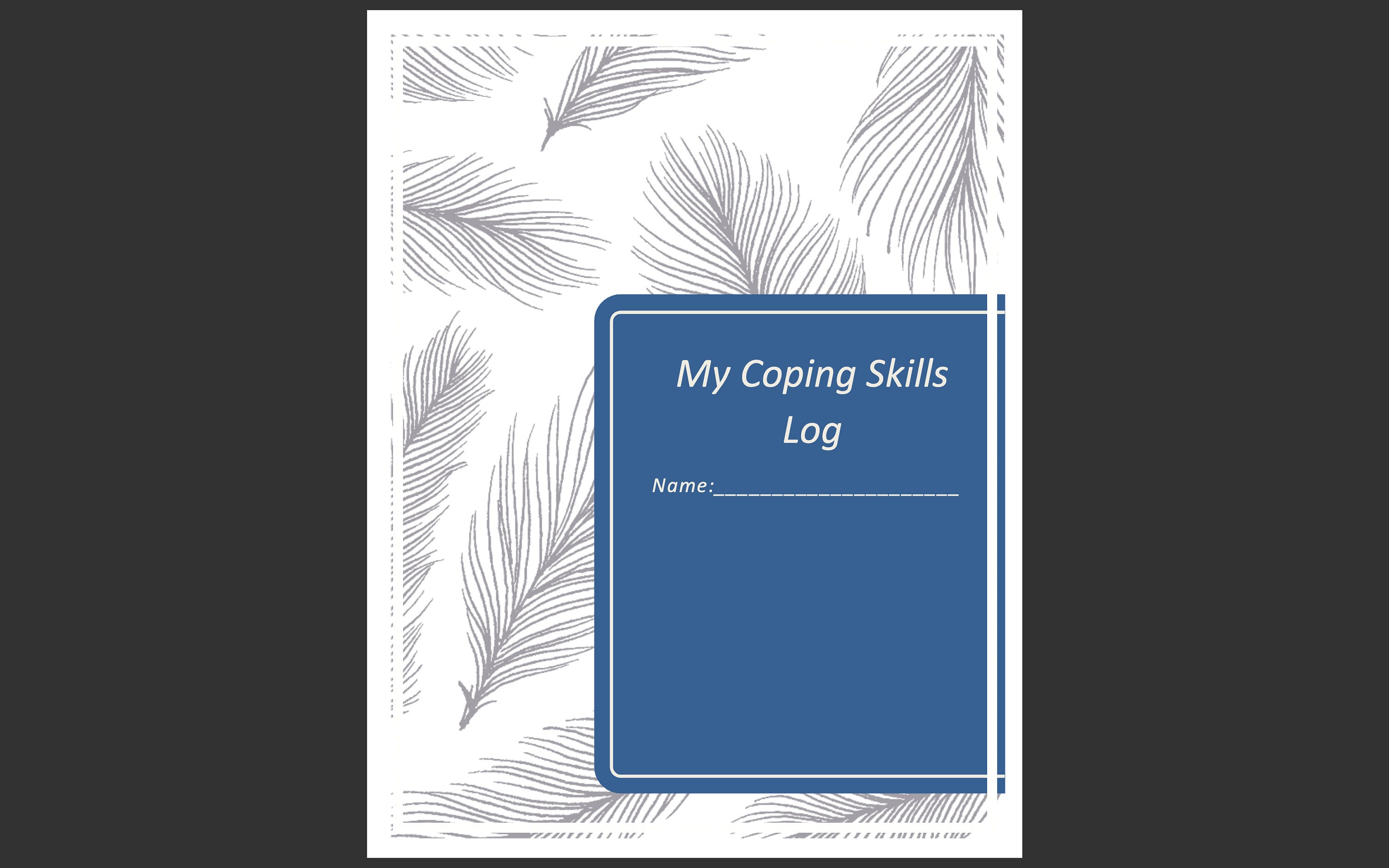 Coping Skills Log (mental Health Work Sheet) - Etsy