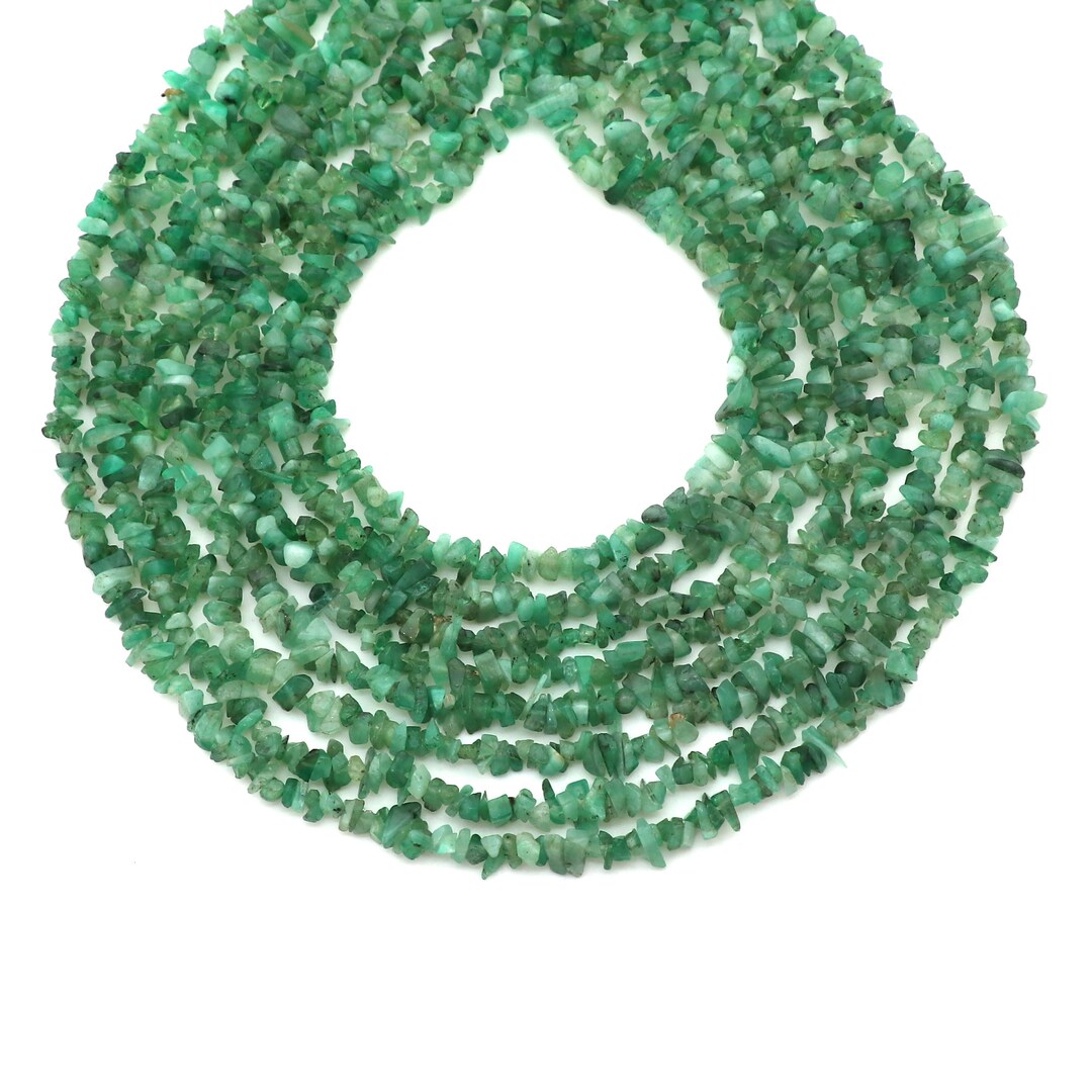 Green Emerald Gemstone Uncut Chips: 16/32 Inch Strand - Etsy