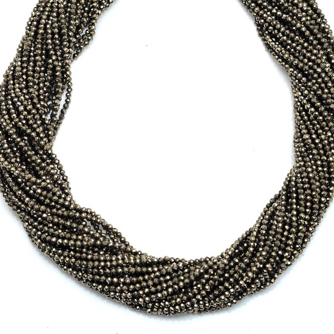 Natural Golden Pyrite, Micro Cut Faceted, 2 mm, Healing Gemstone Beads ...