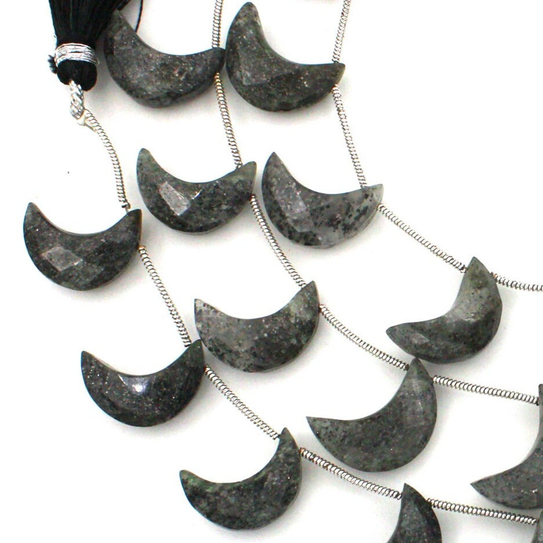 Natural Black Gold Stone, Moon Shape Beads, 18-19 Mm, Faceted Briolette ...