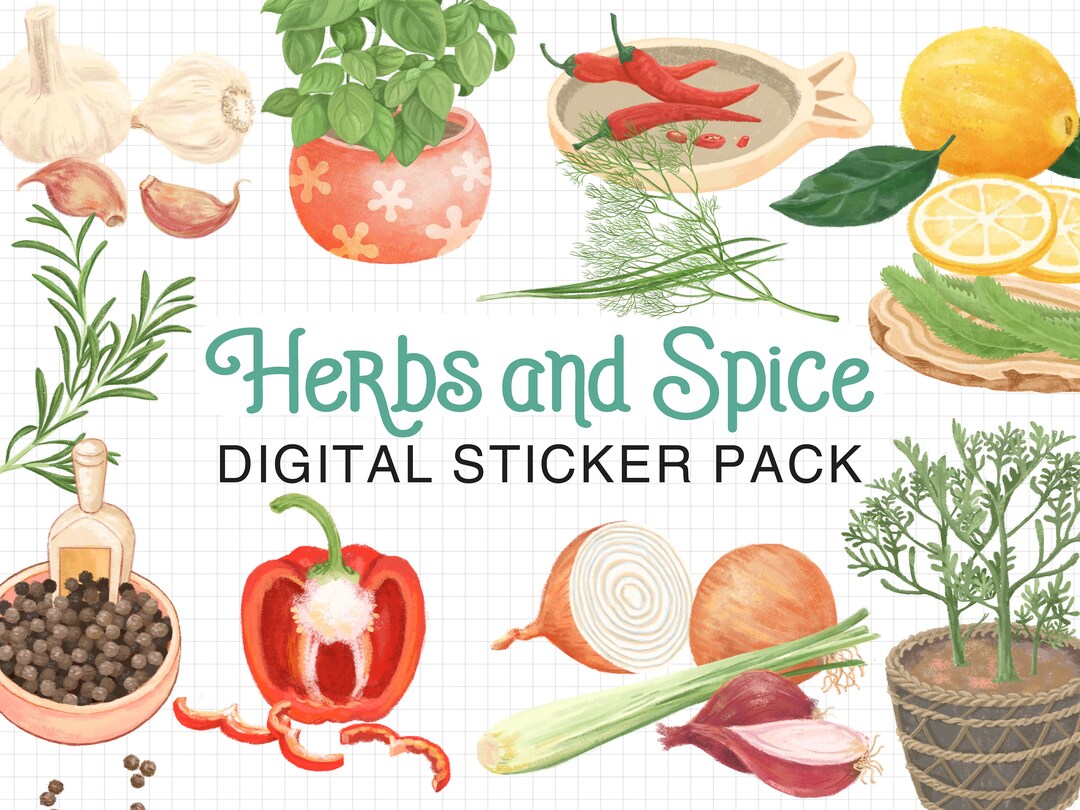 Herbs and Spice Digital Sticker Pack Plant Digital Planner Goodnotes ...