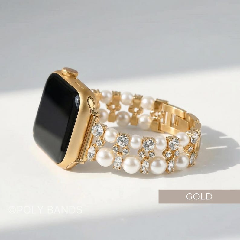 Gold Pearl Apple Watch Band 38mm 40mm 41mm 42mm 44mm 45mm 49mm, Iwatch ...