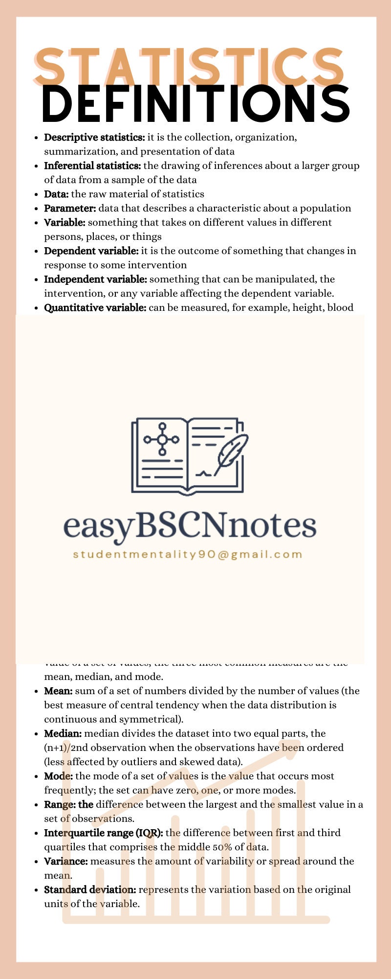 HTHSCI 2S03- Introduction to Statistics for Nursing- DEFINITIONS - Etsy