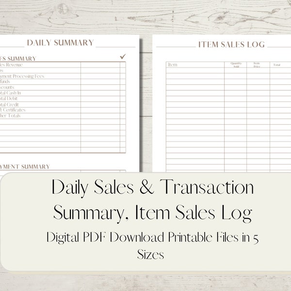 Transaction Summary Template - Etsy