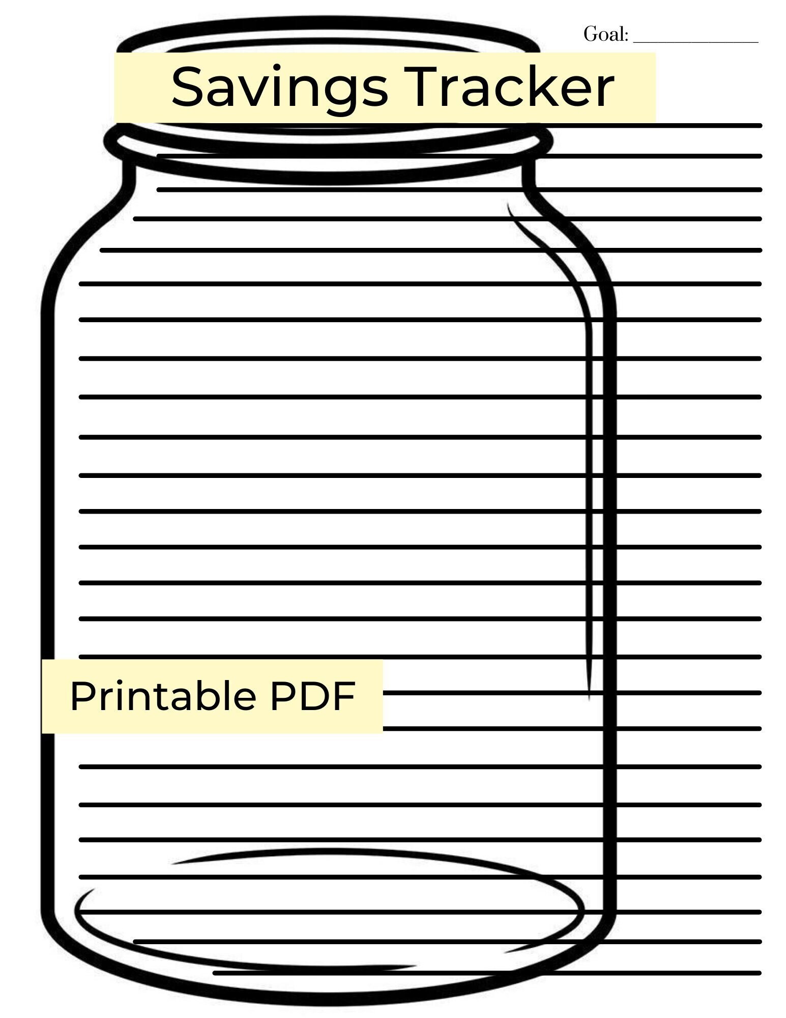 Savings Jar Tracker Printable L Progress Jar L Savings Printable L ...