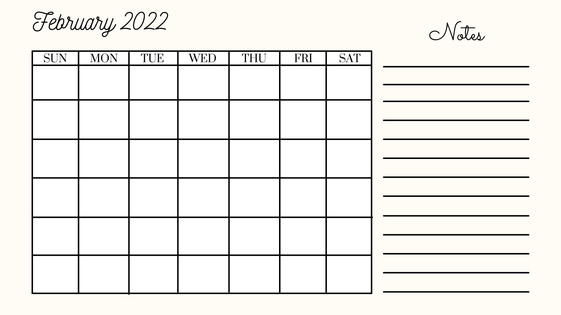 2022 Monthly Calendar W/ Notes Printable L Calendar by Month L Notes ...