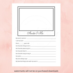 All About My Aunt Activity Sheet: Aunt Gift, Memory Booklet (digital ...