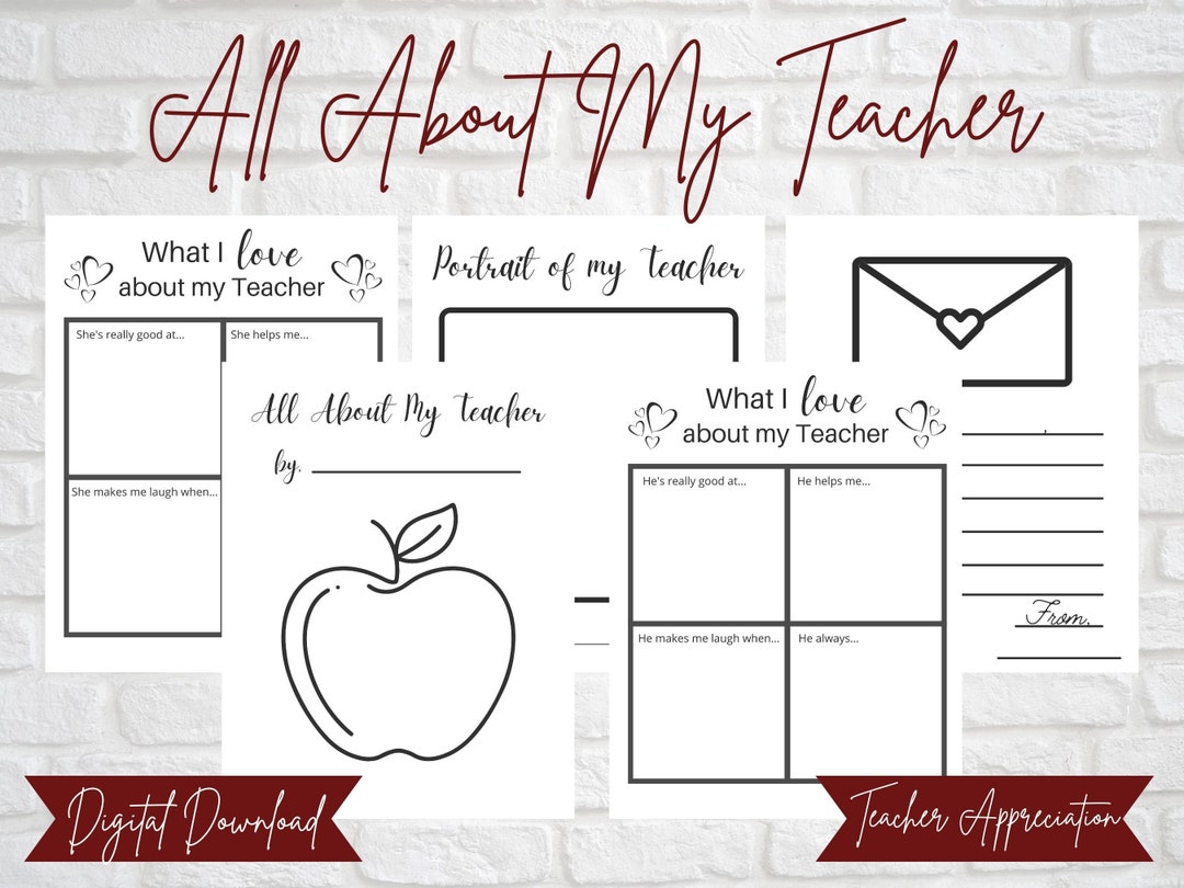 All About My Teacher, Teacher Appreciation Gift, Teacher Craft, Teacher ...