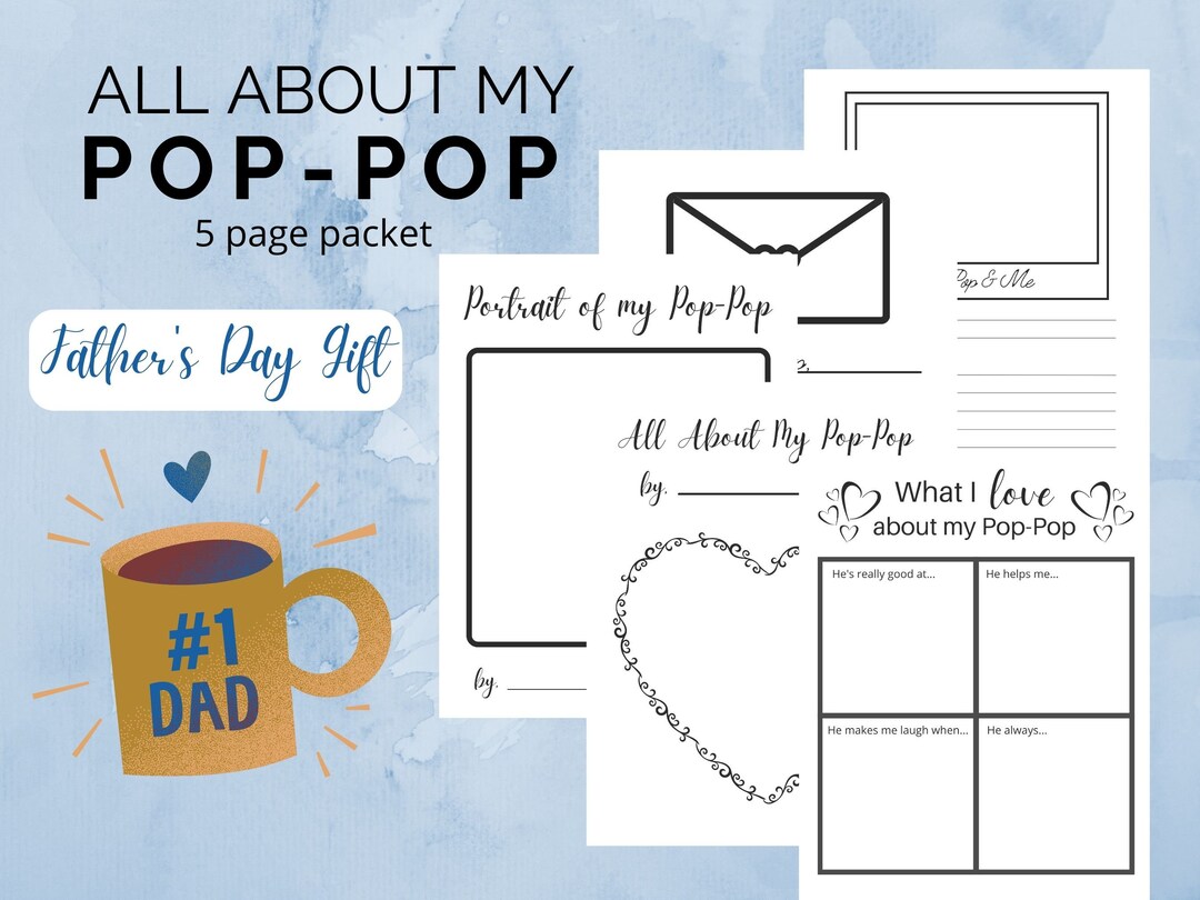 All About My Pop-pop, Poppy Father's Day Gift, DIY Gift for Poppy ...