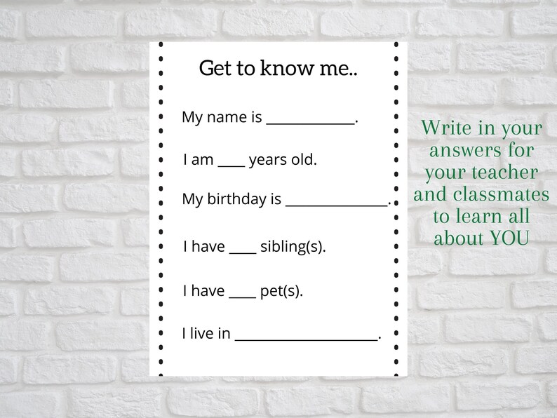 All About Me Packet, Get to Know Me, Classroom, Back to School ...