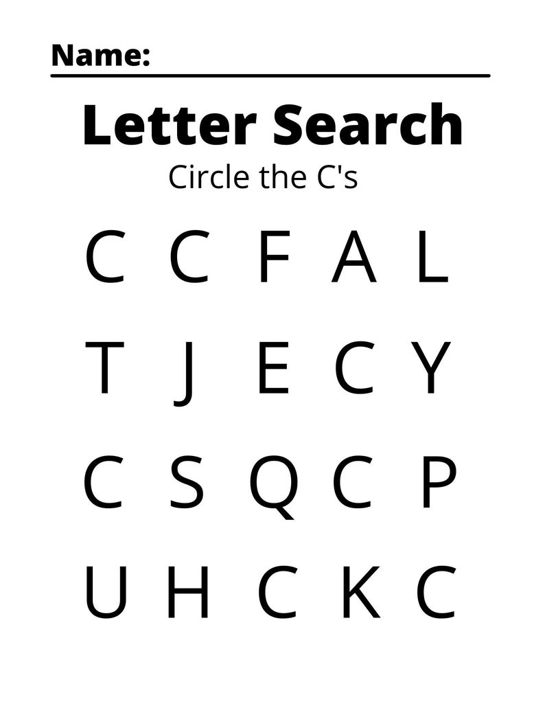 Children's Letter Search Worksheet A-Z - Preschool - Learning the ...