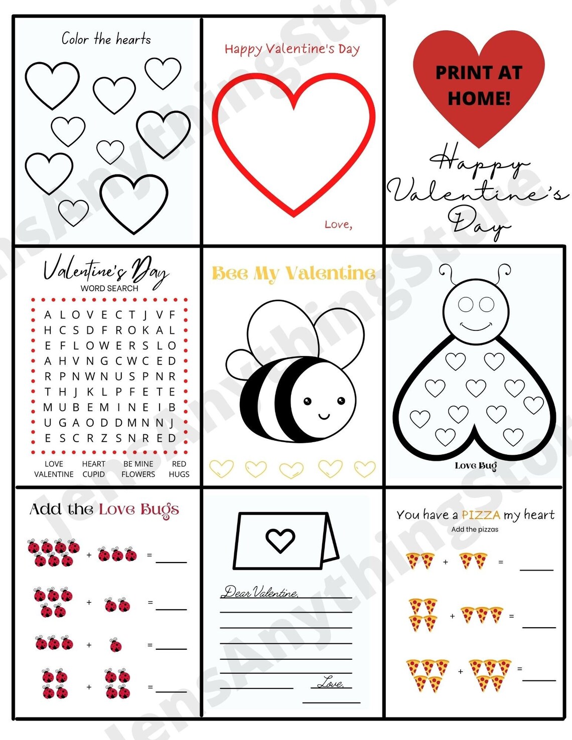 Valentine's Day Printables Worksheets Valentine's | Etsy