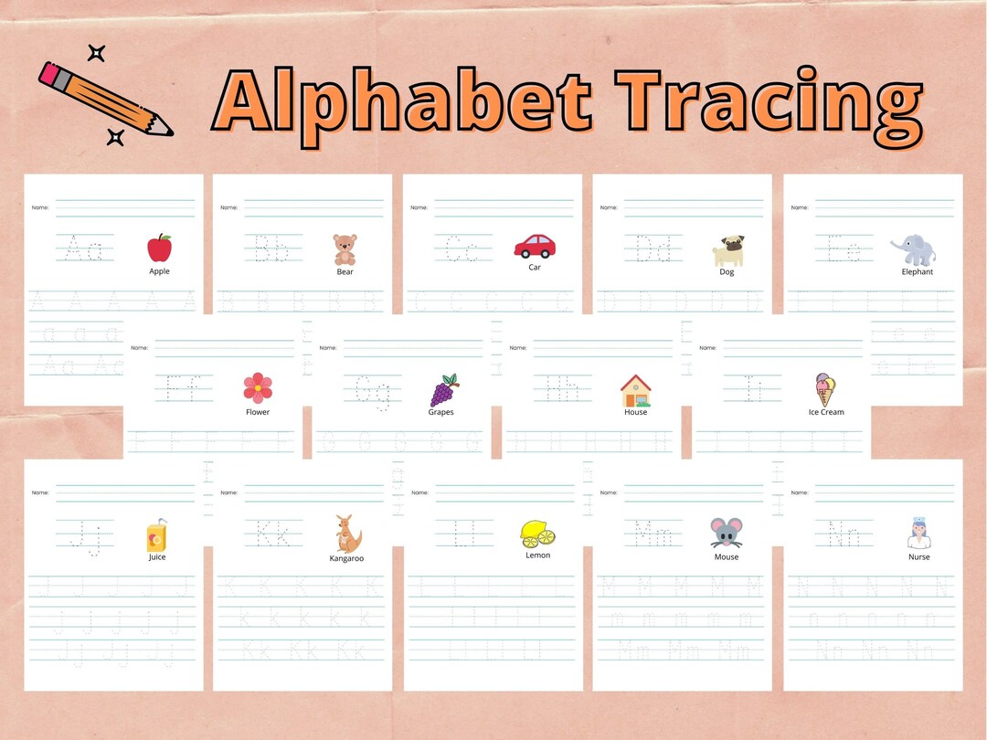 Tracing the Alphabet, Alphabet Tracing Printable, Kindergarten ...