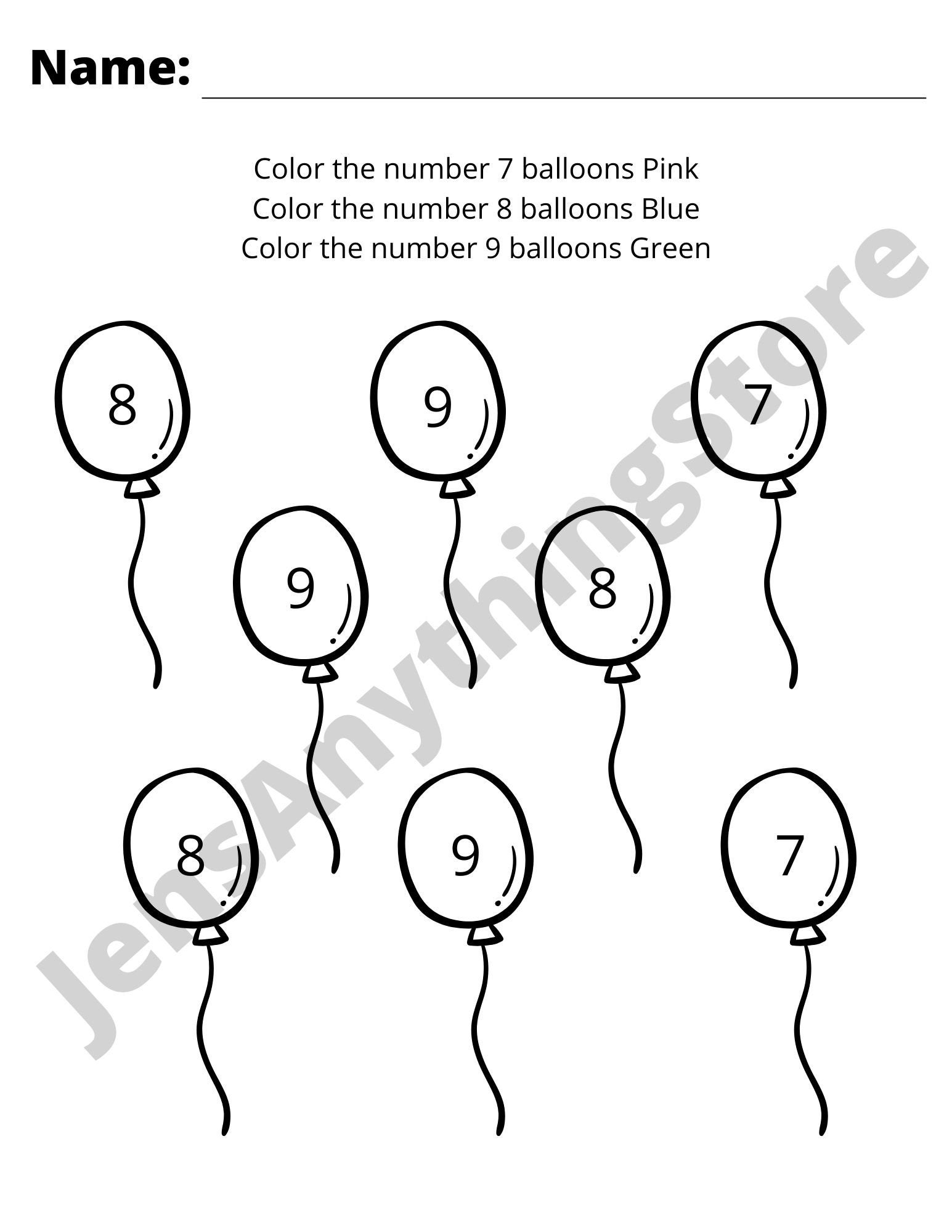 Color the Numbers 1-9 - Worksheet - Preschool - Kindergarten - 1st ...