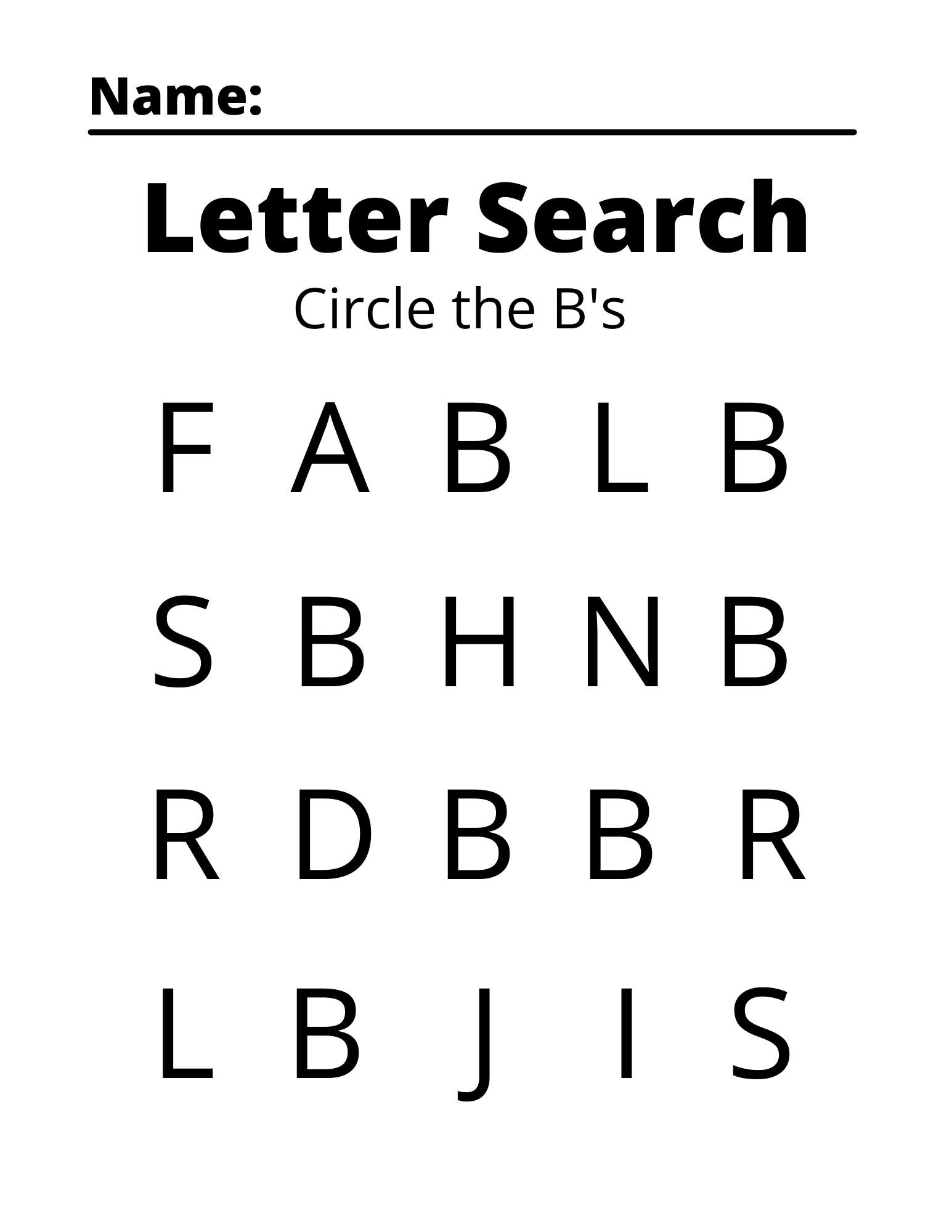 Children's Letter Search Worksheet A-Z - Preschool - Learning the ...