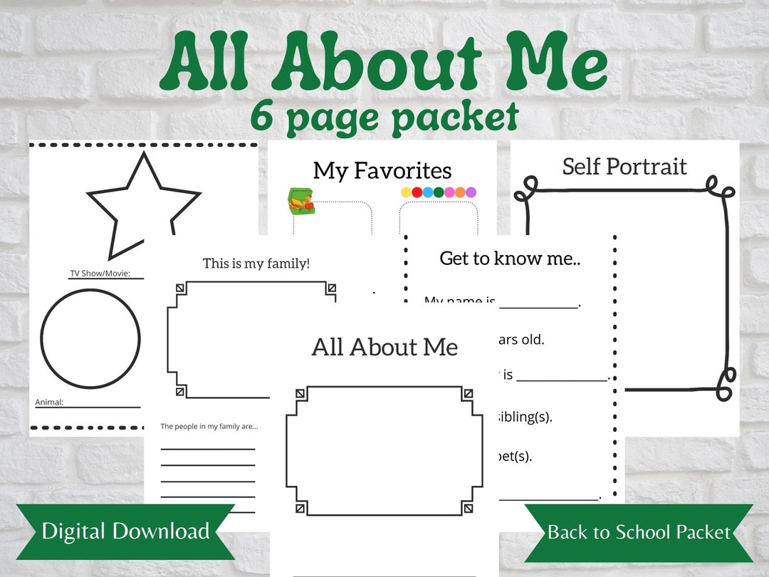 All About Me Packet, Get to Know Me, Classroom, Back to School ...