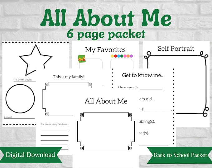 All About Me Packet, Get to Know Me, Classroom, Back to School ...
