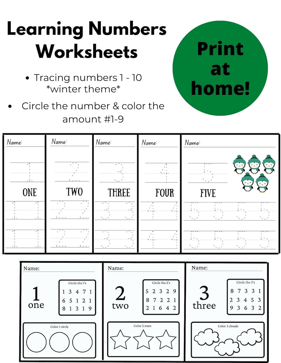 Learning Numbers, Preschool Worksheet, Tracing Numbers, Preschool ...