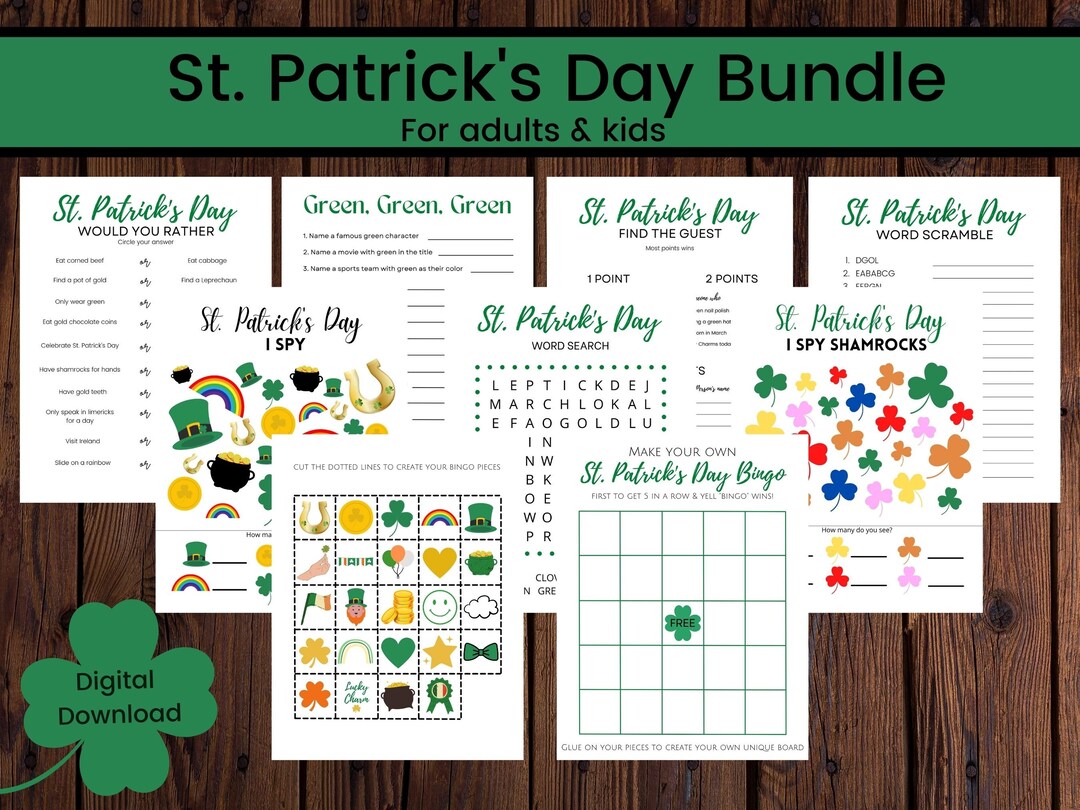 St Patrick's Day Printable Family Bundle, St. Patricks Day Games, St ...