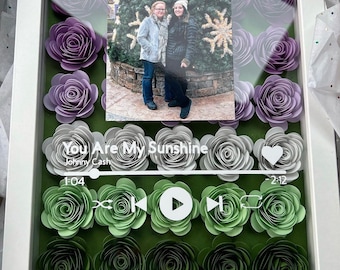 Song Name Shadow Box Custom Gift, Shadow Box, Paper Flower Box ...